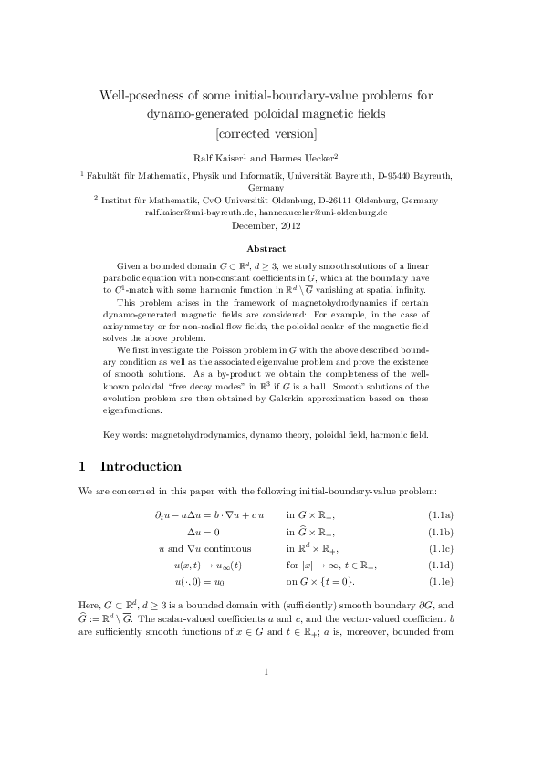 (PDF) Well-posedness of some initial—boundary-value problems for dynamo-generated poloidal ...