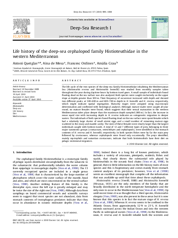 (PDF) Life history of the deep-sea cephalopod family Histioteuthidae in ...