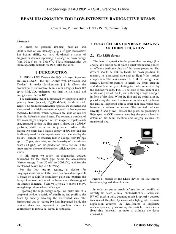 (PDF) Beam Diagnostics for Low-Intensity Radioactive Beams