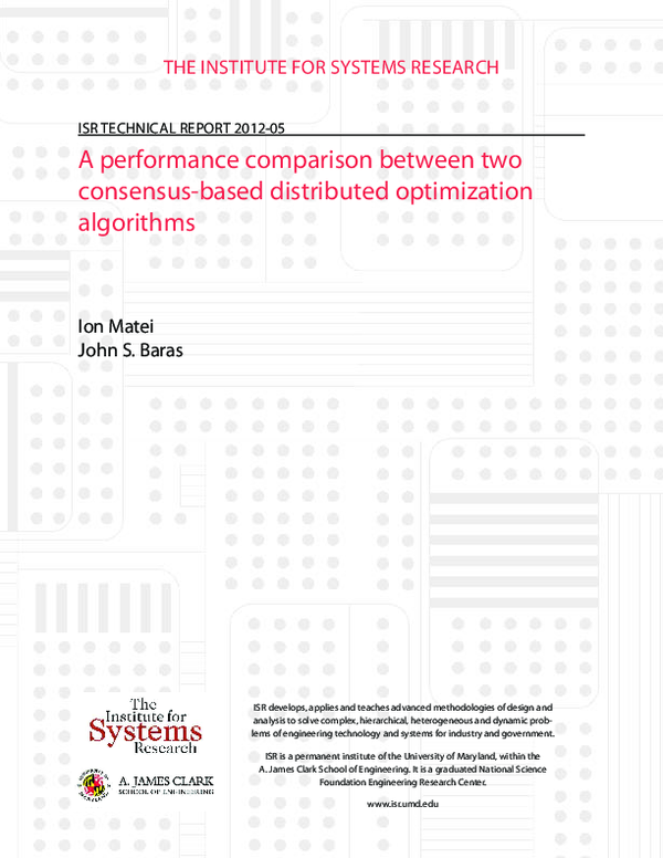 Pdf A Performance Comparison Between Two Consensus Based Distributed Optimization Algorithms