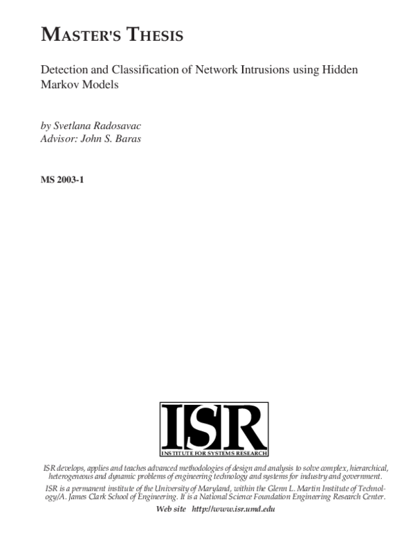 Pdf Detection And Classification Of Network Intrusions Using Hidden Markov Models 1