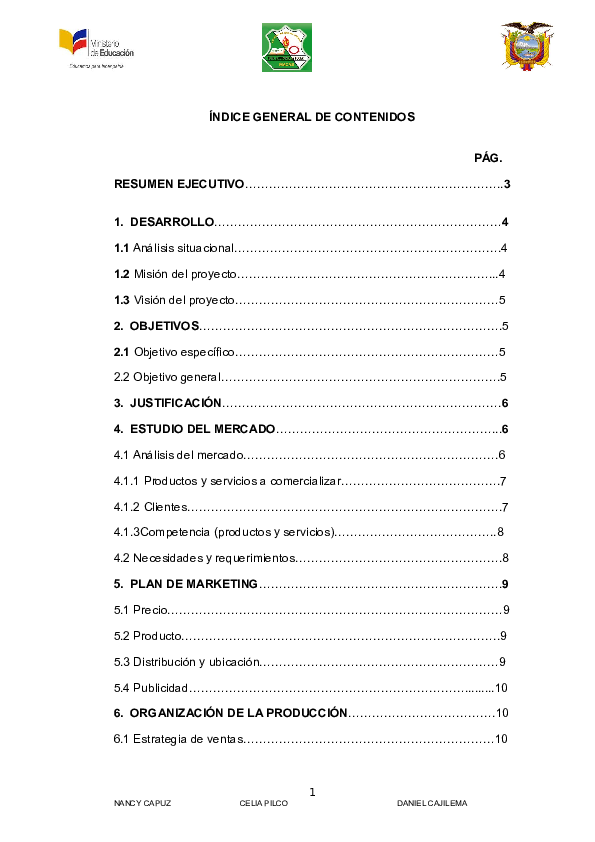 (DOC) ÍNDICE GENERAL DE CONTENIDOS