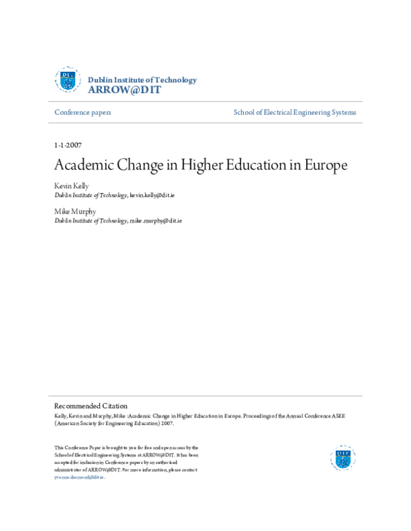(PDF) Academic Change in Higher Education in Europe