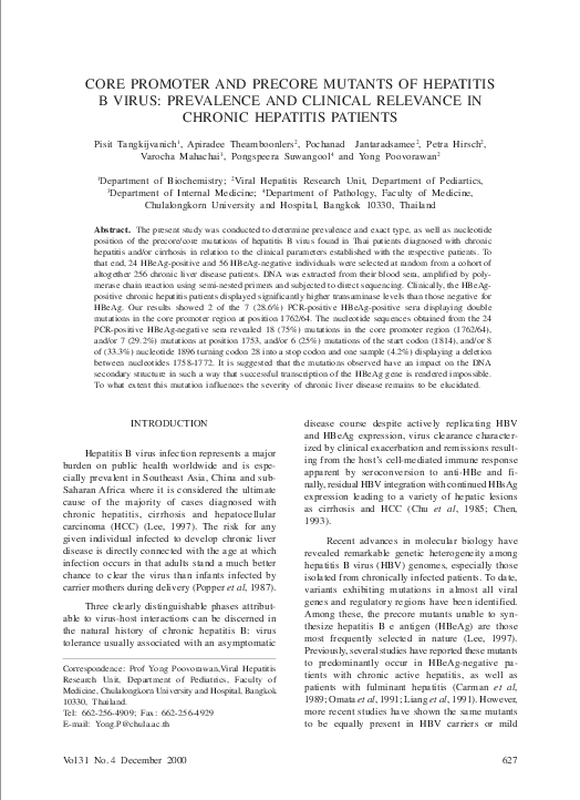 (PDF) Core promoter and precore mutants of hepatitis B virus ...