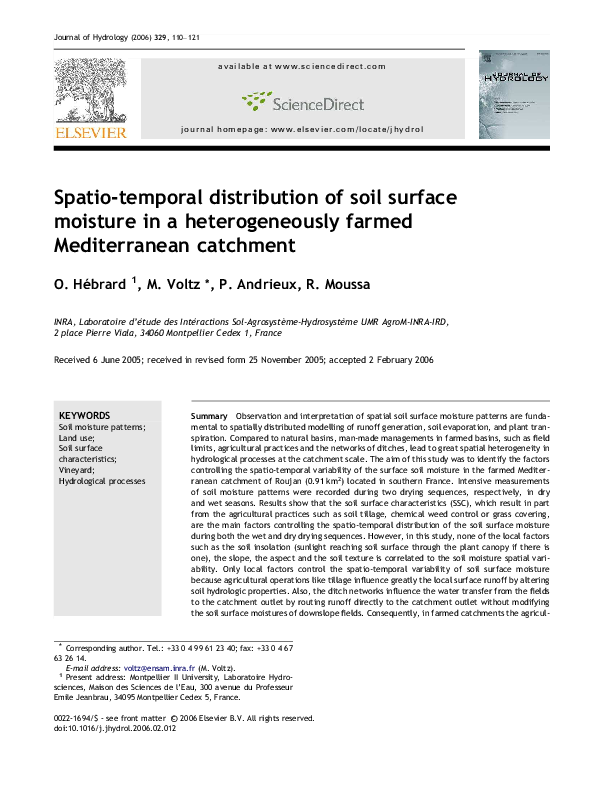 (PDF) Spatio-temporal distribution of soil surface moisture in a heterogeneously farmed ...