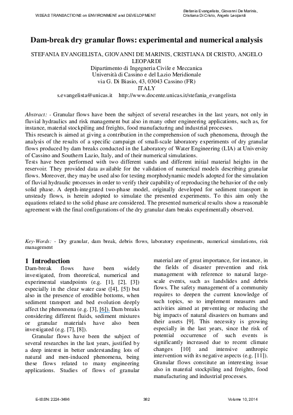 (PDF) Dam-break dry granular flows: experimental and numerical analysis