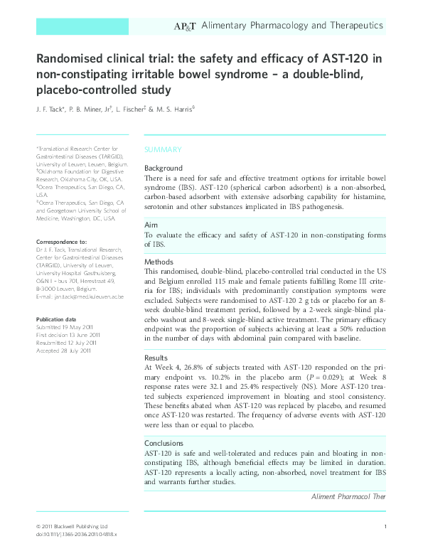 (PDF) Randomised clinical trial: the safety and efficacy of AST-120 in ...