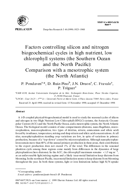 (PDF) Factors controlling silicon and nitrogen biogeochemical cycles in ...