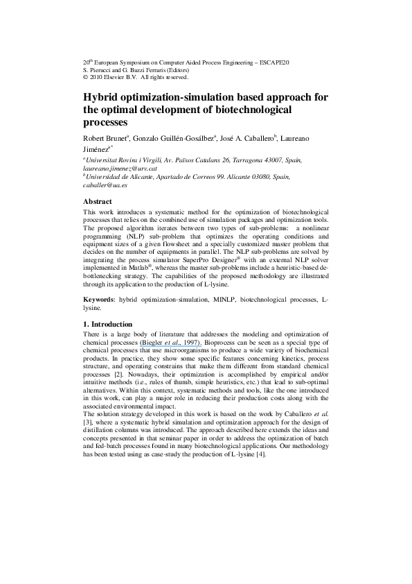 (PDF) Hybrid optimization-simulation based approach for the optimal ...