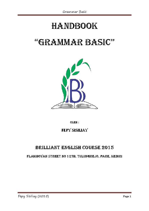 (PDF) Handbook grammar basic