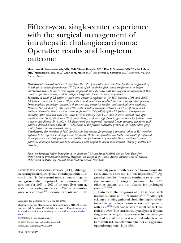 (PDF) Fifteen-year, single-center experience with the surgical management of intrahepatic ...
