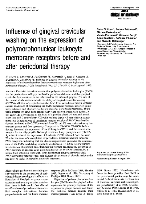 (PDF) Influence of gingival crevicular washing on the expression of ...
