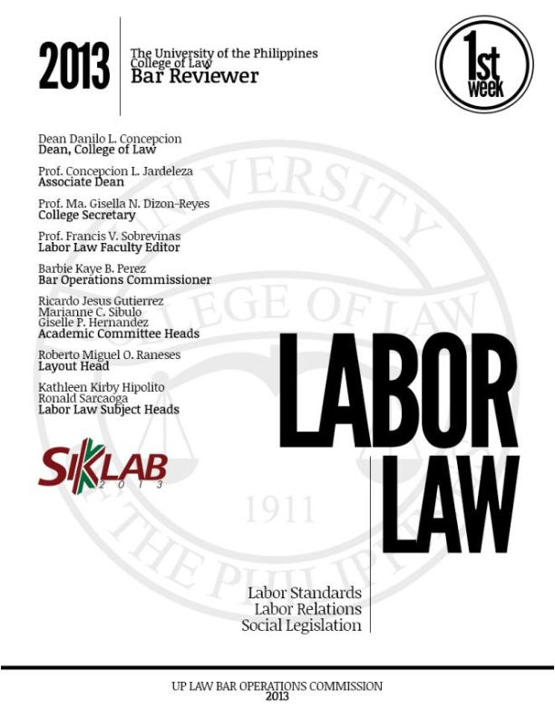 (PDF) UP Bar Reviewer 2013 Labor Law