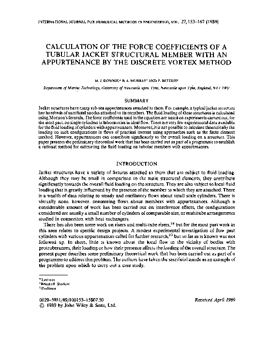(PDF) Calculation of the force coefficients of a tubular jacket ...