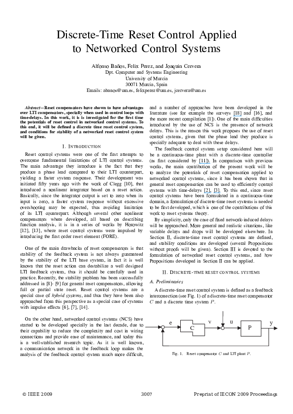 (PDF) Discrete-time reset control applied to networked control systems