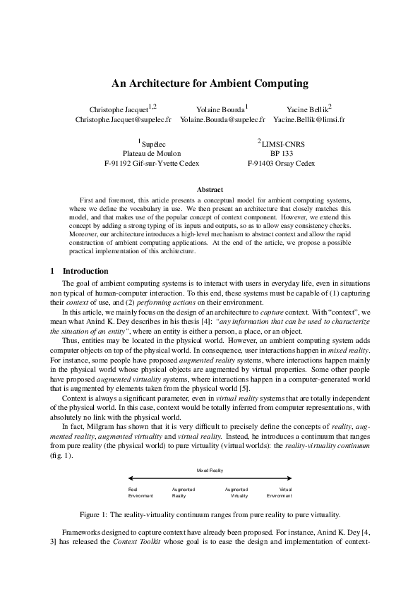 Pdf Conceptual Model For Ambient Computing Systems