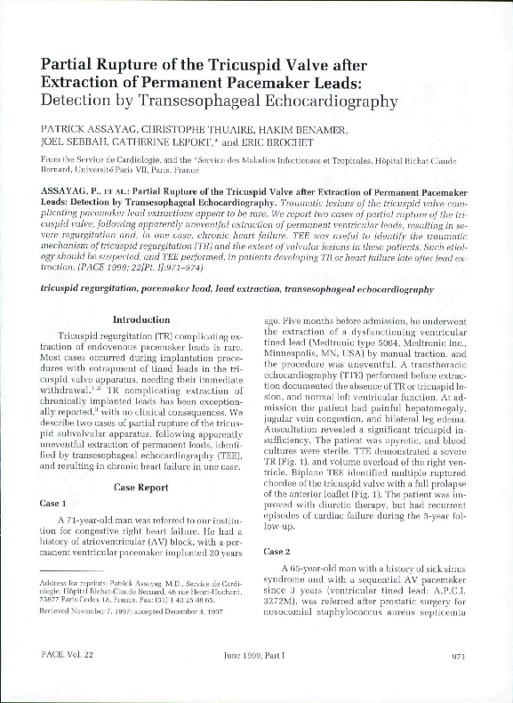 (PDF) Partial Rupture of the Tricuspid Valve after Extraction of ...