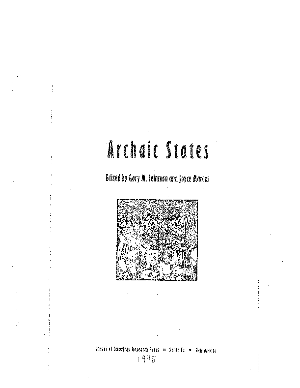 (PDF) Introduction (to Archaic States, Joyce Marcus and Gary M. Feinman ...