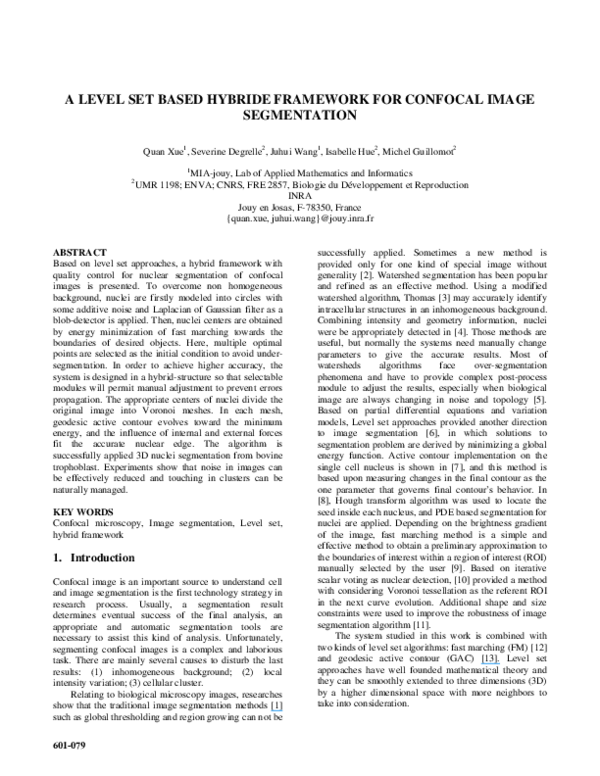 (PDF) A level set based hybrid framework for confocal image segmentation