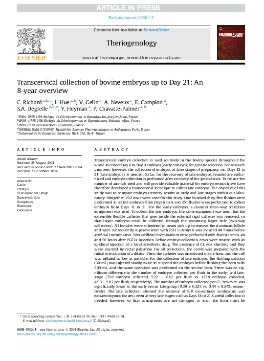 (PDF) Transcervical collection of bovine embryos up to Day 21: An 8 ...