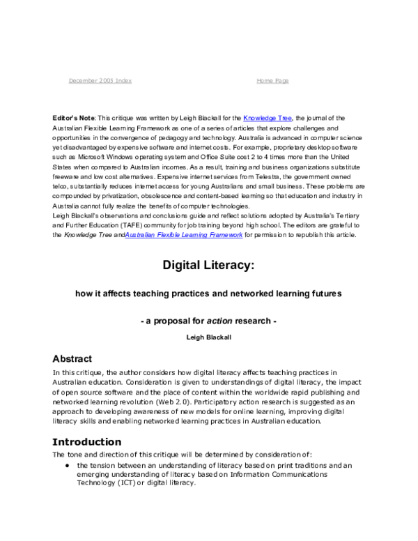 (PDF) Digital Literacy: how it affects teaching practices and networked learning futures-a ...