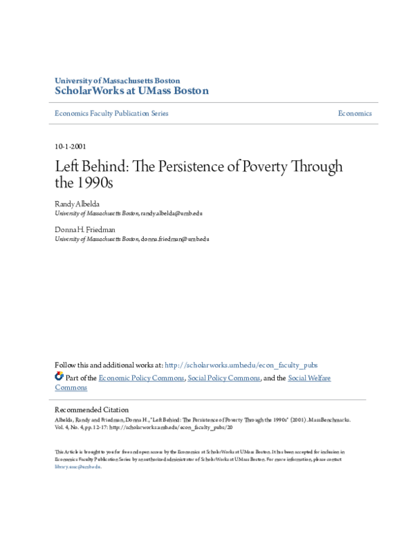 (PDF) Left Behind: The Persistence of Poverty Through the 1990s