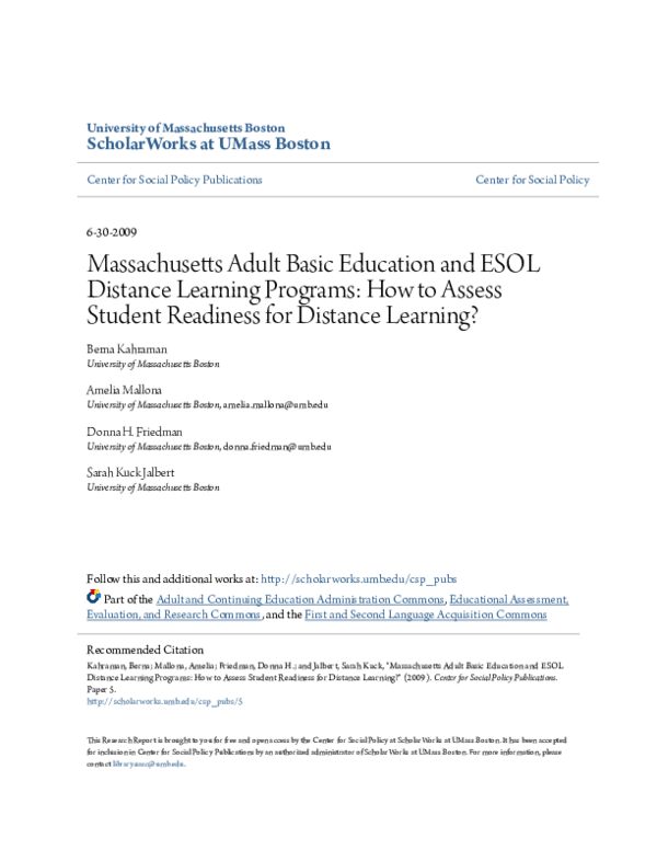 (PDF) Massachusetts Adult Basic Education and ESOL Distance Learning ...