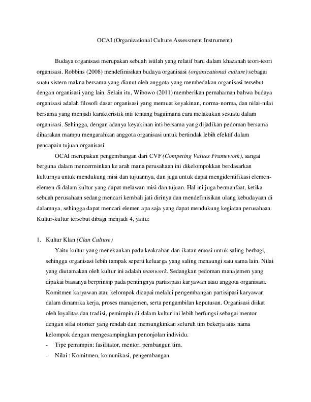 (PDF) OCAI (Organizational Culture Assessment Instrument)