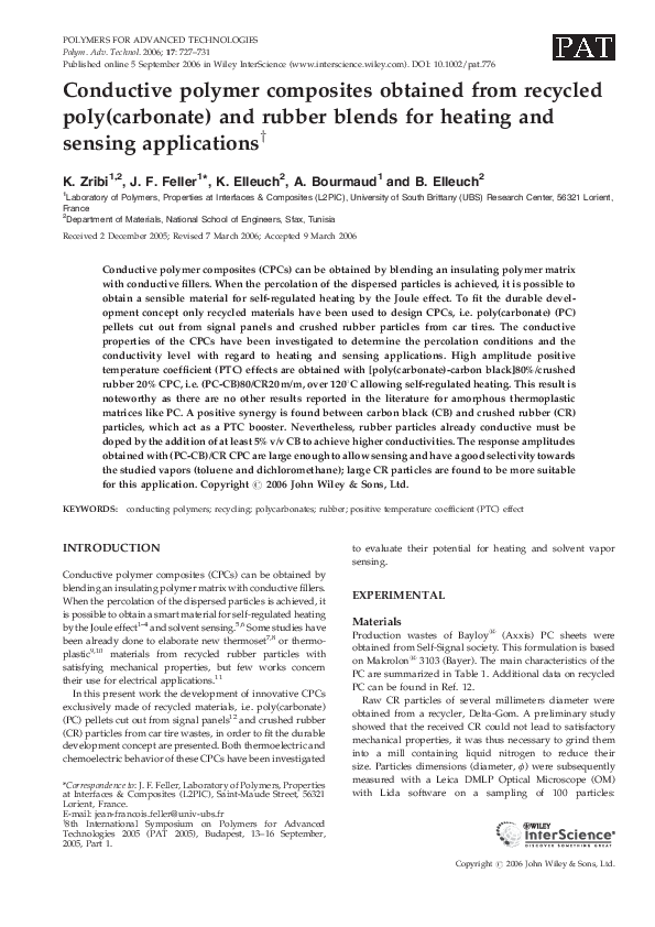 (PDF) Conductive polymer composites obtained from recycled poly ...