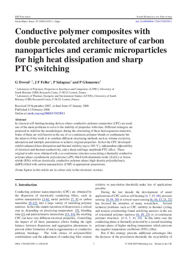 (PDF) Conductive polymer composites with double percolated architecture ...