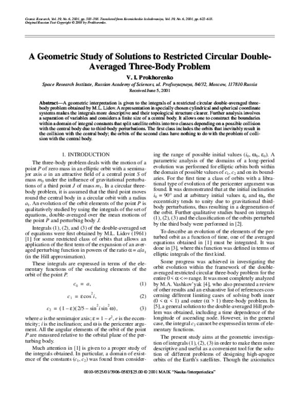 (PDF) Application of the Circular Restricted Three-Body problem to ...