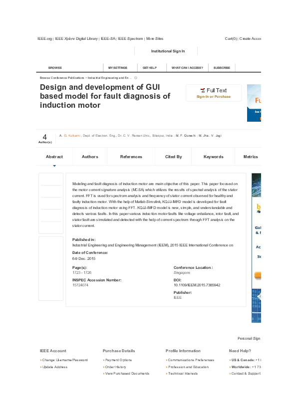 Pdf Design And Development Of Gui Based Model For Fault Diagnosis Of Induction Motor Anant G
