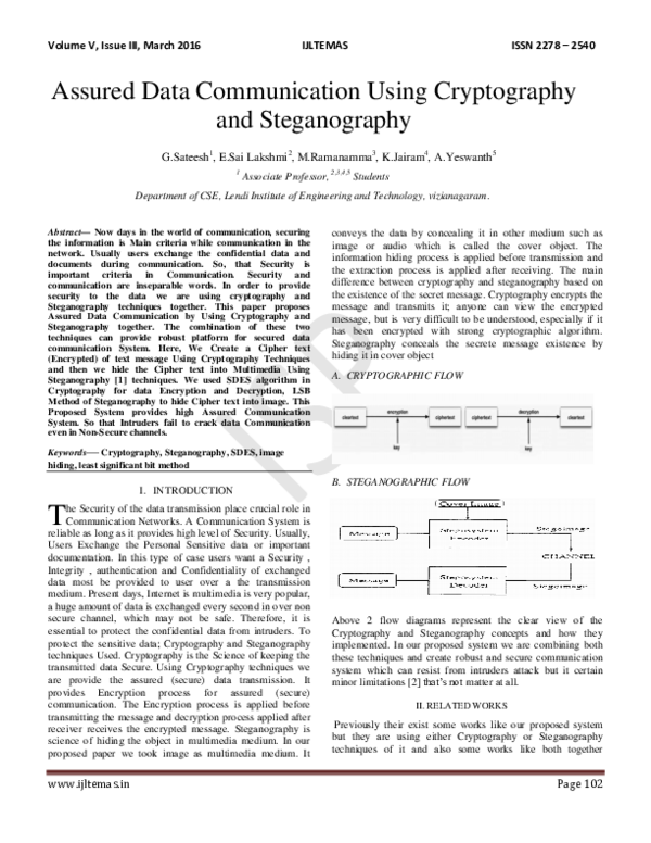(PDF) Assured Data Communication Using Cryptography and Steganography