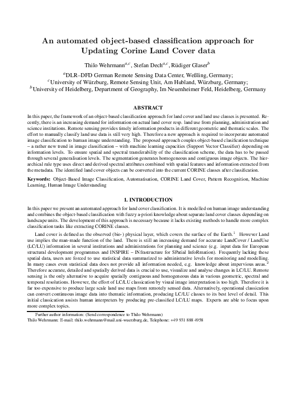 Pdf An Automated Object Based Classi Cation Approach For Updating