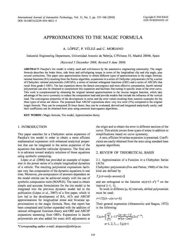 (PDF) Approximations to the magic formula