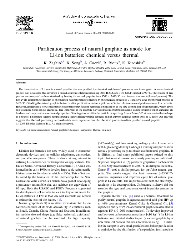 (PDF) Purification process of natural graphite as anode for Li-ion ...