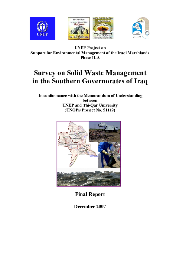 (PDF) UNEP-Iraq-marshlands-project-Solid Waste-full report