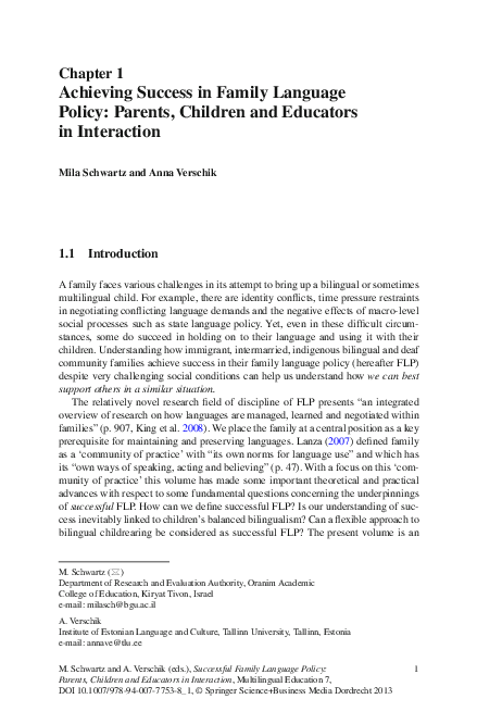(PDF) Achieving Success in Family Language Policy