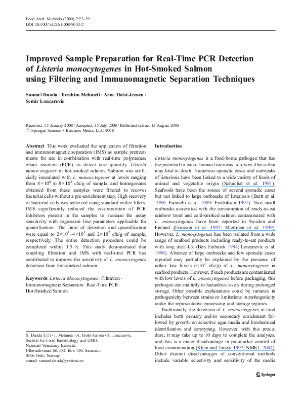 (PDF) Improved Sample Preparation for Real-Time PCR Detection of ...