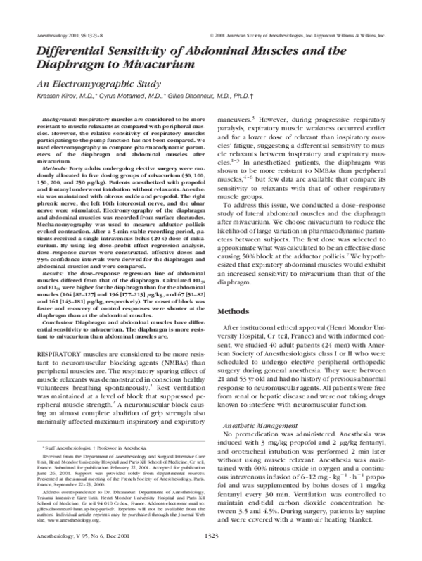 (PDF) Differential Sensitivity of Abdominal Muscles and the Diaphragm ...
