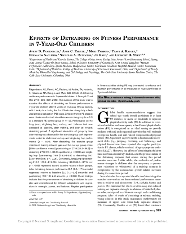 (PDF) Effects of Detraining on Fitness Performance in 7-Year-Old Children