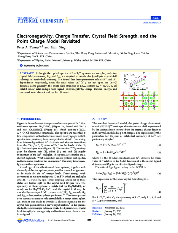 (PDF) Electronegativity, Charge Transfer, Crystal Field Strength, and ...