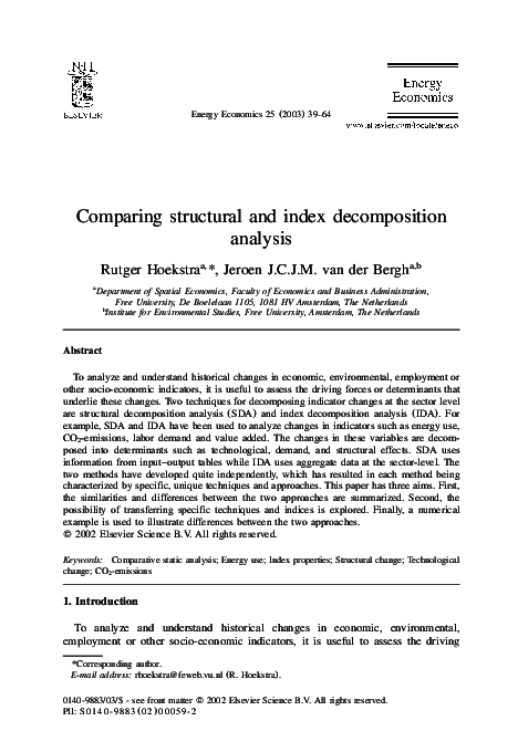 (PDF) Comparing structural decomposition analysis and index