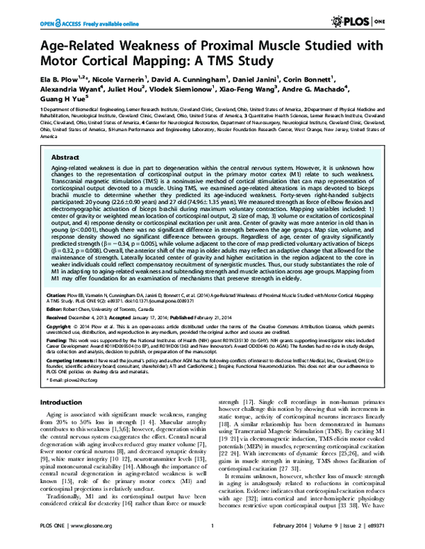 (PDF) Age-Related Weakness of Proximal Muscle Studied with Motor ...