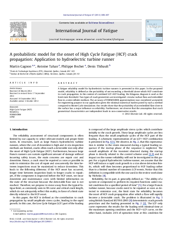 (PDF) A probabilistic model for the onset of High Cycle Fatigue (HCF ...