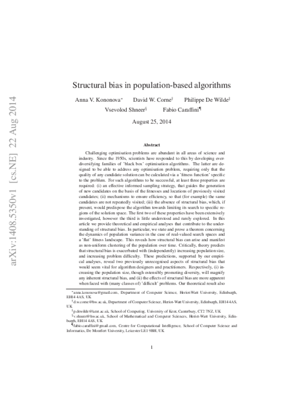 (PDF) Structural bias in population-based algorithms