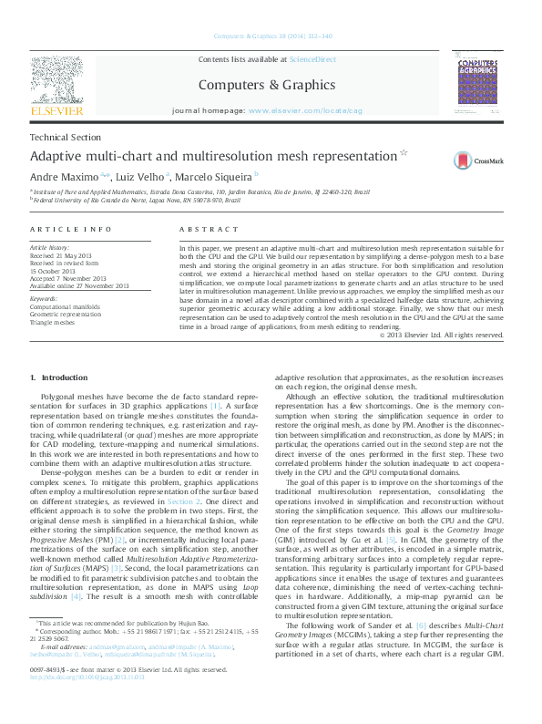 Adaptive Multi Chart And Multiresolution Mesh Representation