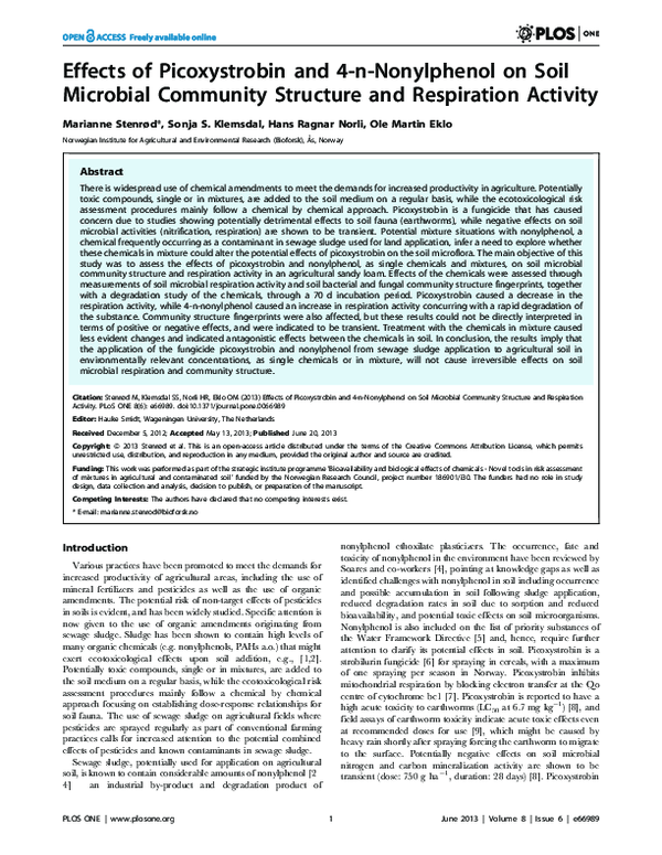 (PDF) Effects of Picoxystrobin and 4-n-Nonylphenol on Soil Microbial ...