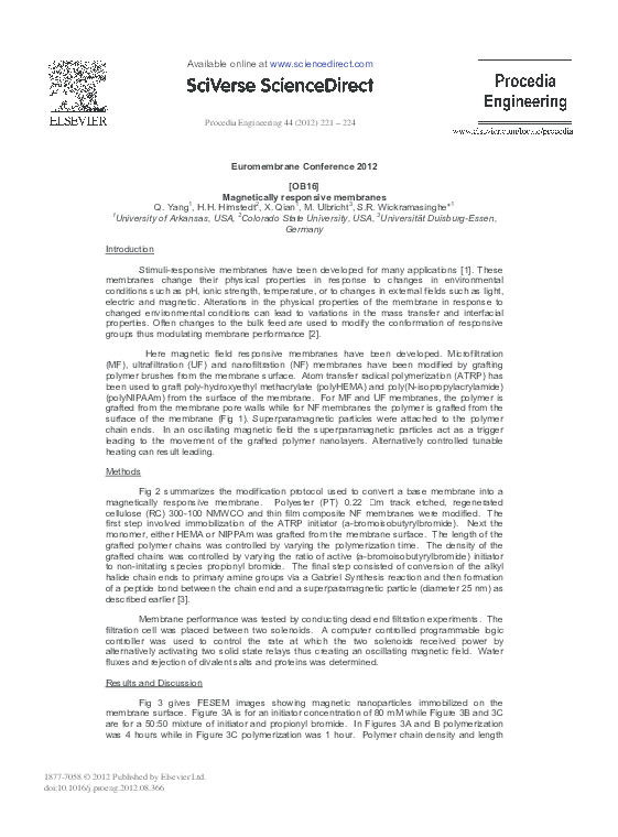 (PDF) Magnetically responsive membranes