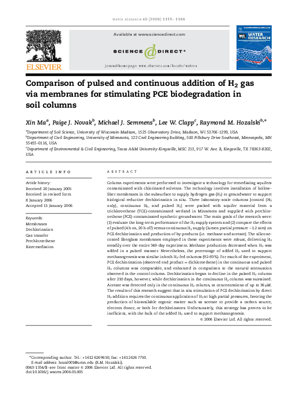 (PDF) Comparison of pulsed and continuous addition of H2 gas via ...